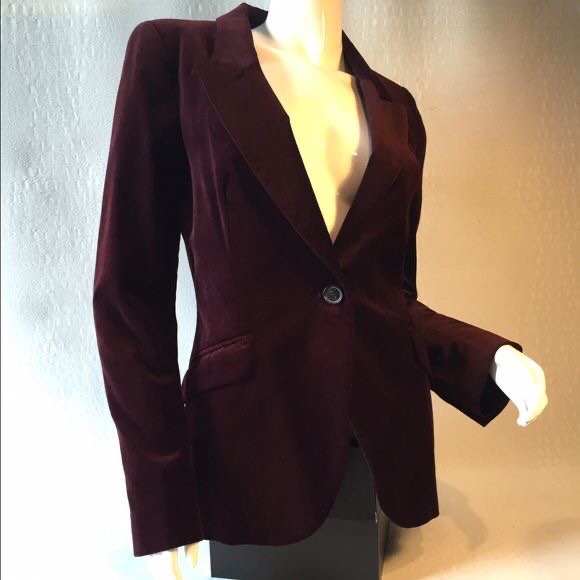 Zara burgundy velvet blazer, Women's Fashion, Coats, Jackets and ...