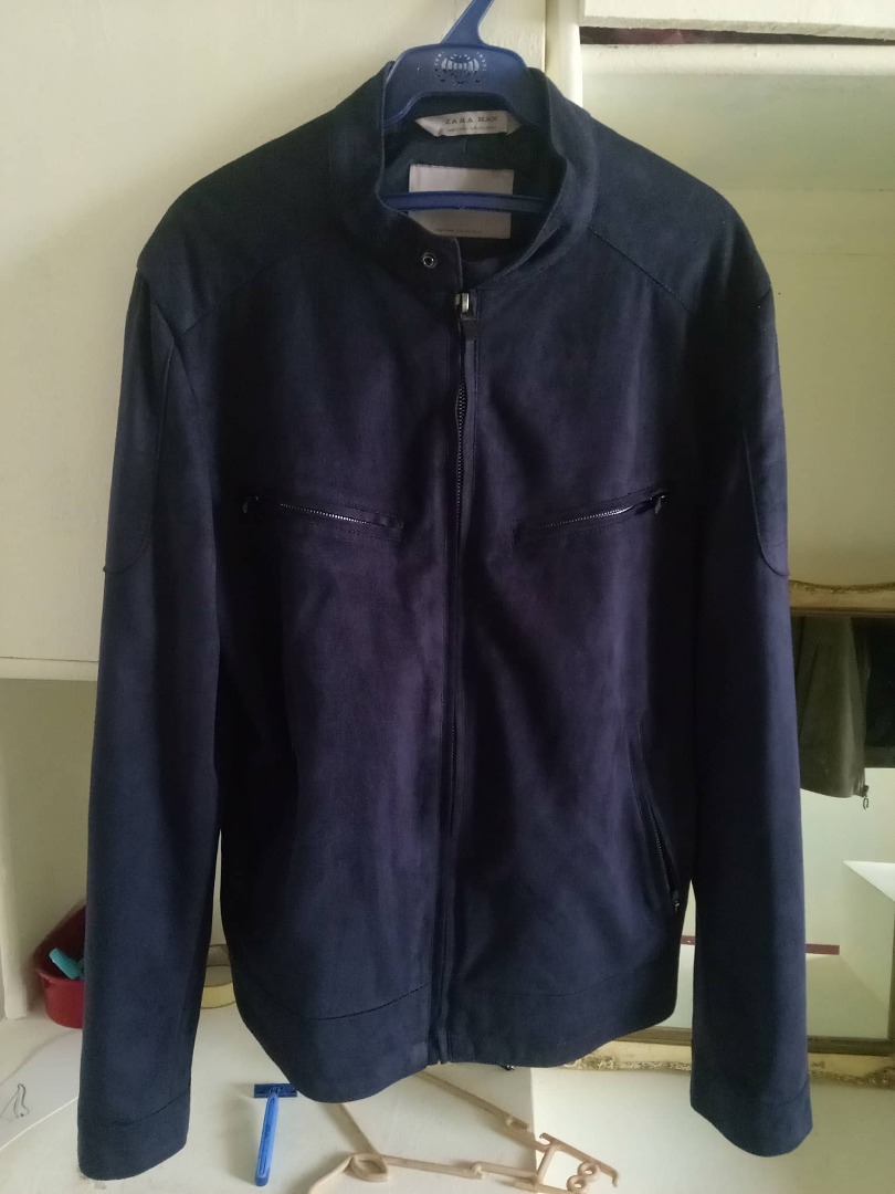 Zara jacket - Navy/Ocean Blue (Water repellent texture), Men's Fashion ...