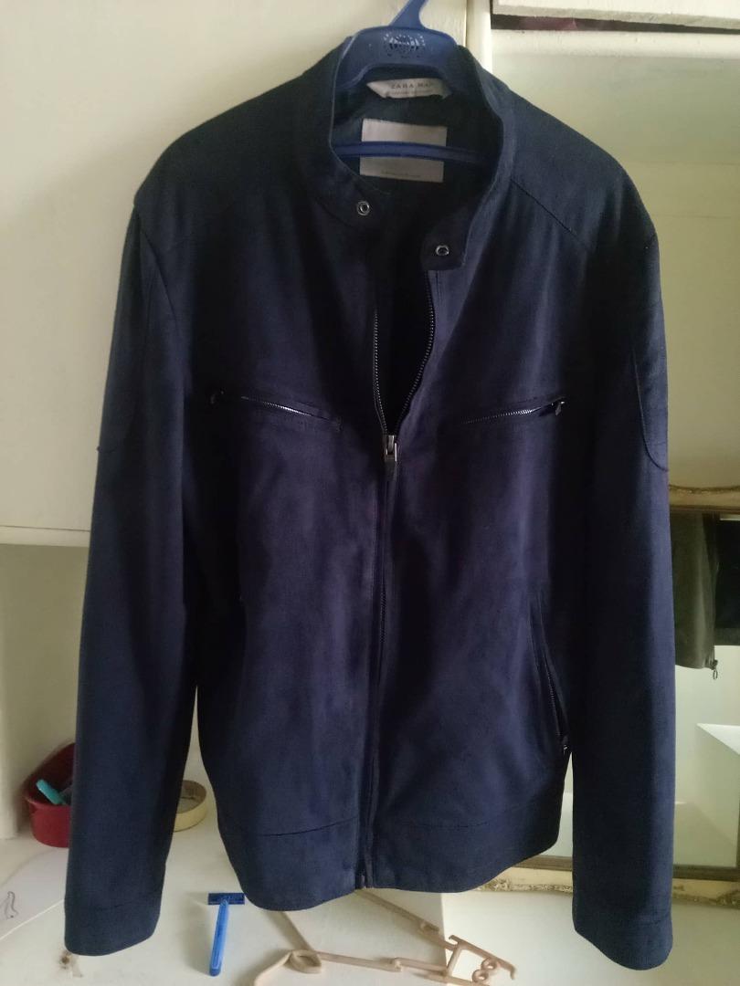 Zara jacket - Navy/Ocean Blue (Water repellent texture), Men's Fashion ...