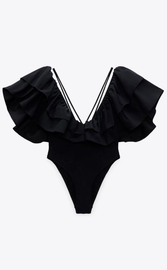 ZARA Swimsuit with Ruffle, Women's Fashion, Swimwear, Bikinis ...