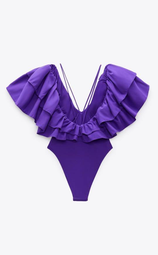 ZARA Swimsuit with Ruffle, Women's Fashion, Swimwear, Bikinis ...