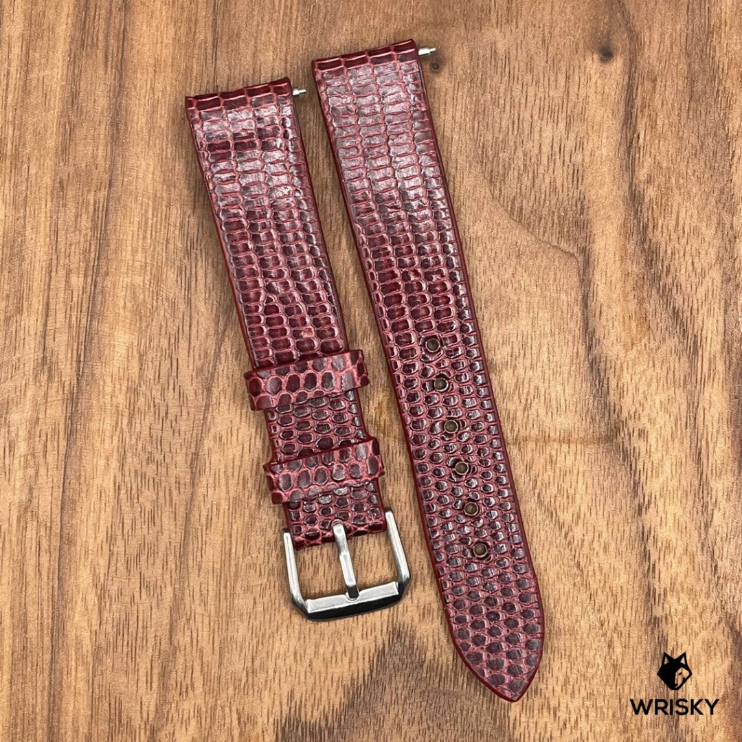*SOLD* 18/16mm Wine Red Lizard Leather Watch Strap (One Piece only ...