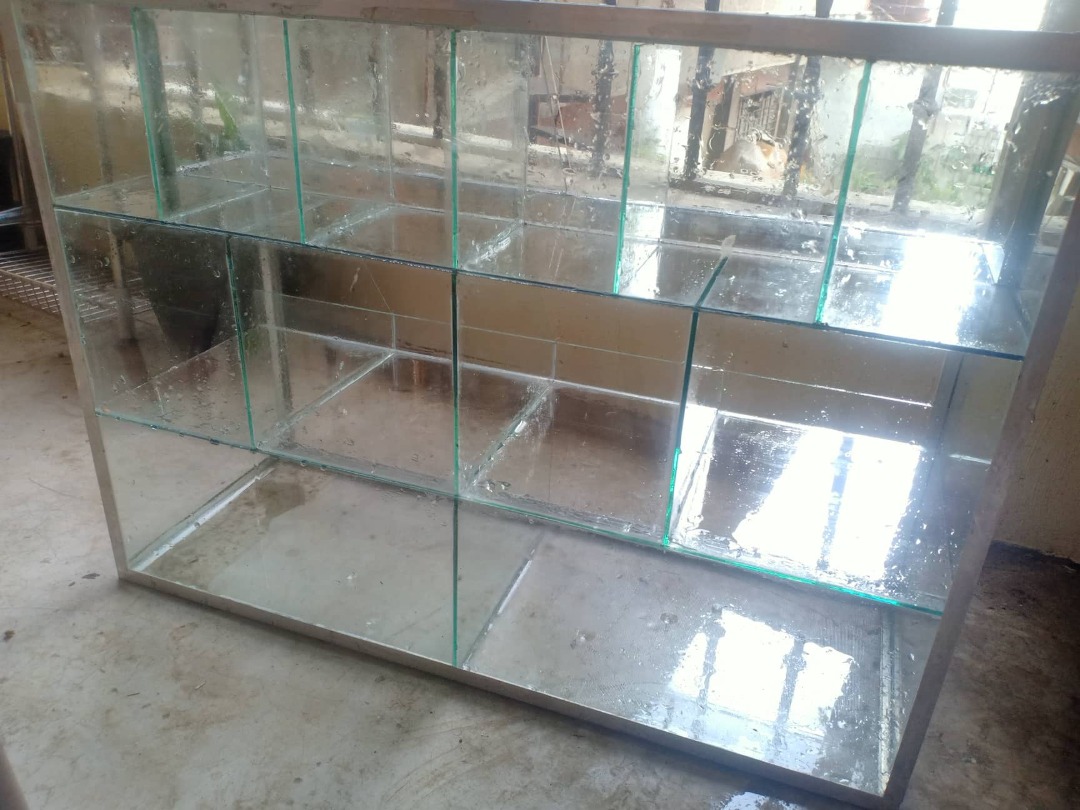 2-layer Glass cabinet with candy rack, Furniture & Home Living ...