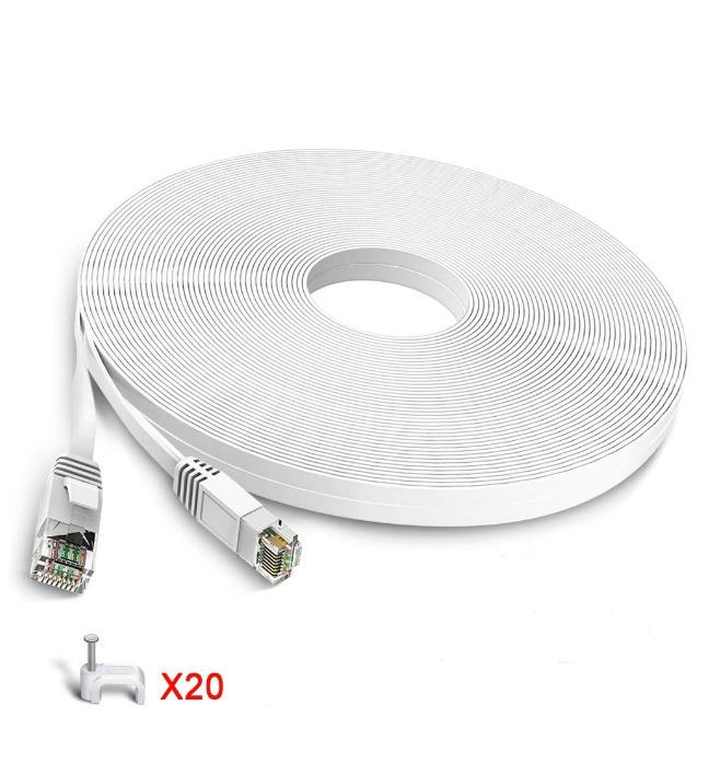 700) TBMax Cat6 Ethernet Cable 100ft with RJ45 Connectors, Cable Clips ...