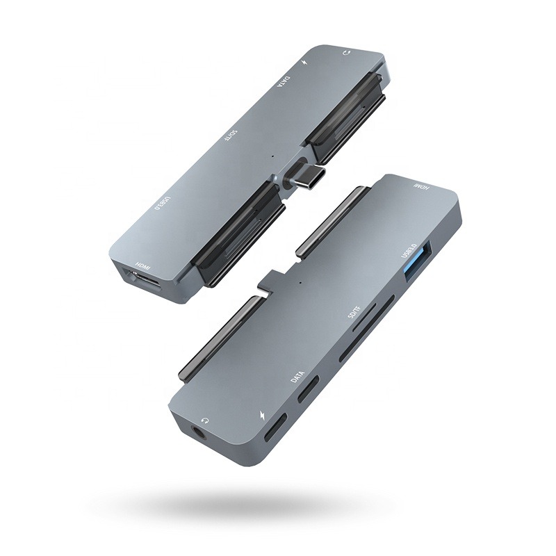 7 in 1 Dual Usb Type C hub 4K@30HZ HDTV Thunderbolt 3 USB 3.0 SD TF usb ...