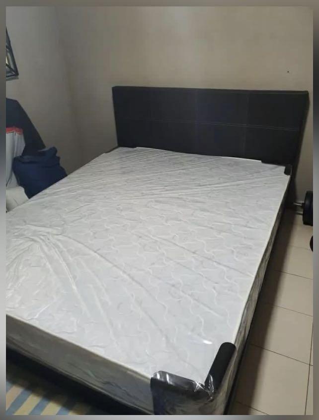 8 inches bonnel spring mattress + bed frame / ready stock, Furniture ...