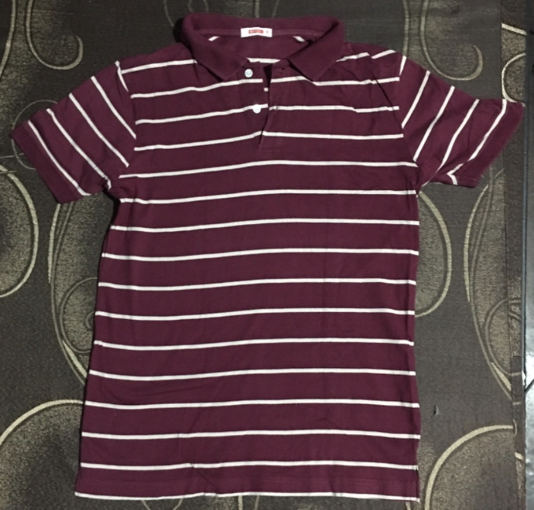 Bench Striped Polo Shirt Maroon, Men's Fashion, Tops & Sets, Tshirts ...