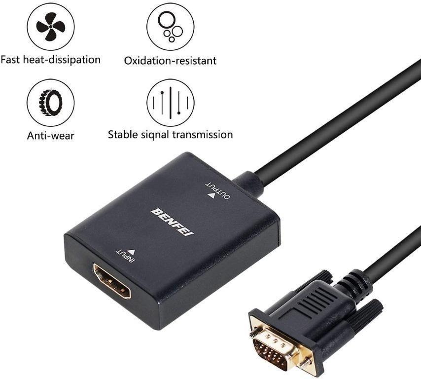Hdmi To Vga Cable HDMI To VGA Adapter, BENFEI Female HDMI Input To Male ...