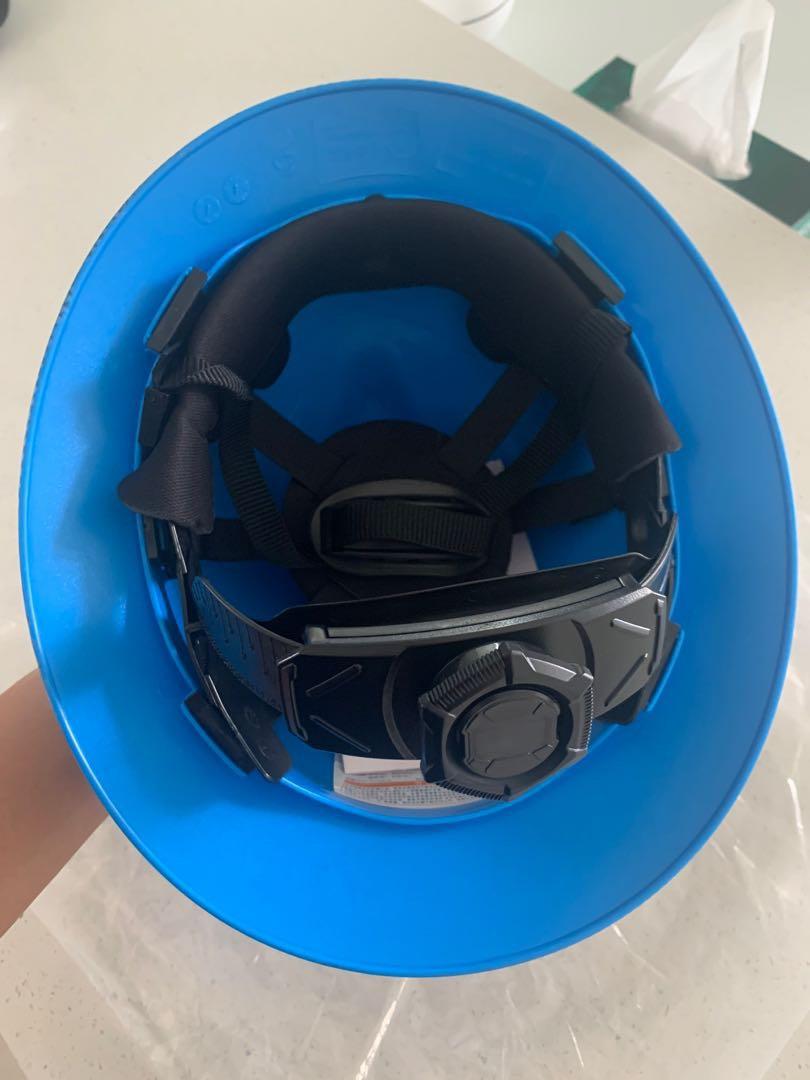 Blue Carbon Fibre Full Brim Construction Safety Helmet with Chin Strap ...