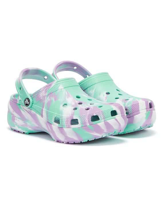 brand new marble MINT GREEN platform crocs , UK 4.5, Women's Fashion ...