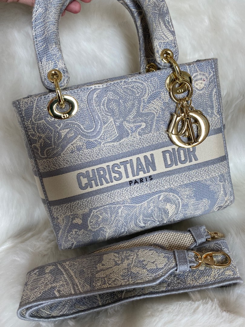 CD lady dior embroidered - gray, Luxury, Bags & Wallets on Carousell