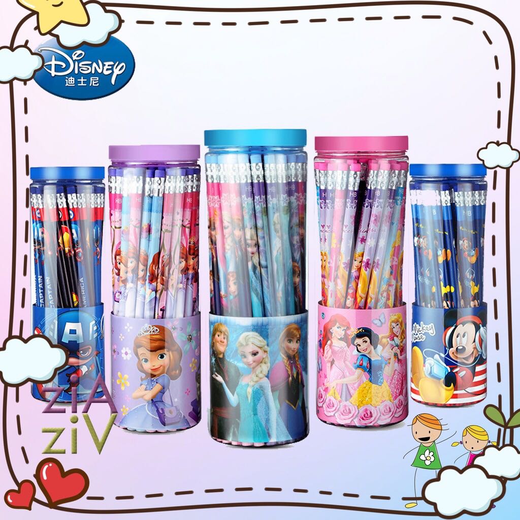 Disney Frozen Princess elsa sofia mickey marvel pencils stationary HB ...