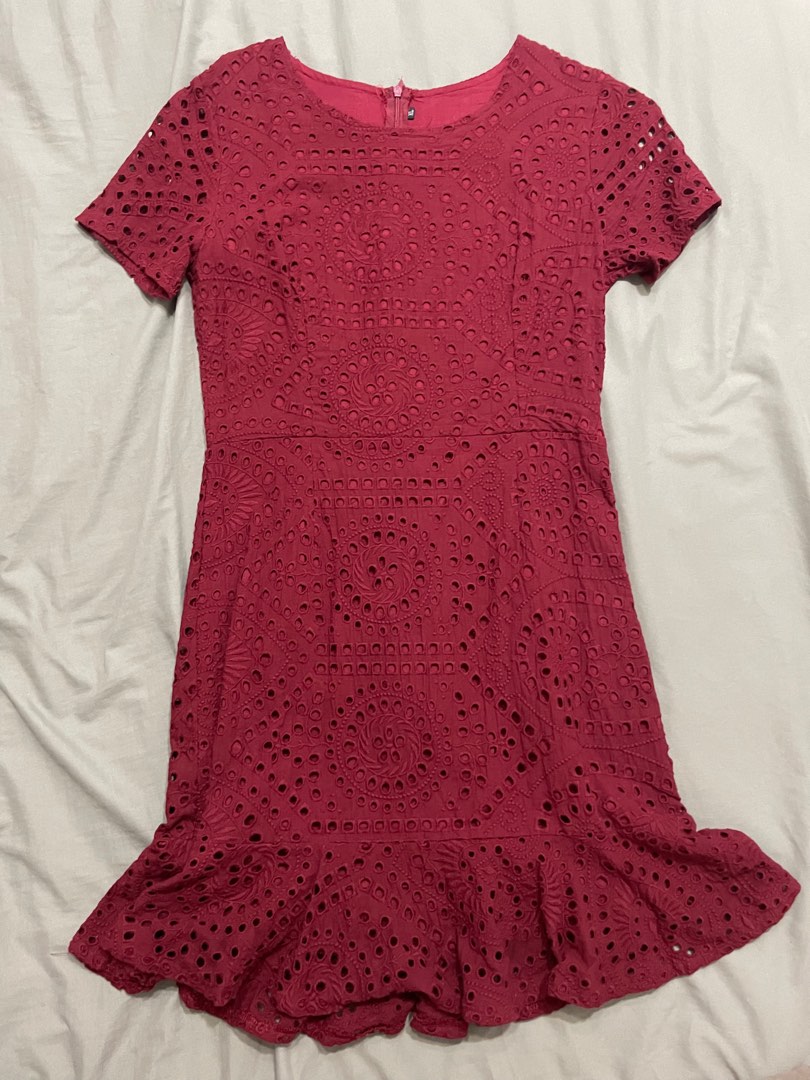 Eyelet red dress, Women's Fashion, Dresses & Sets, Dresses on Carousell