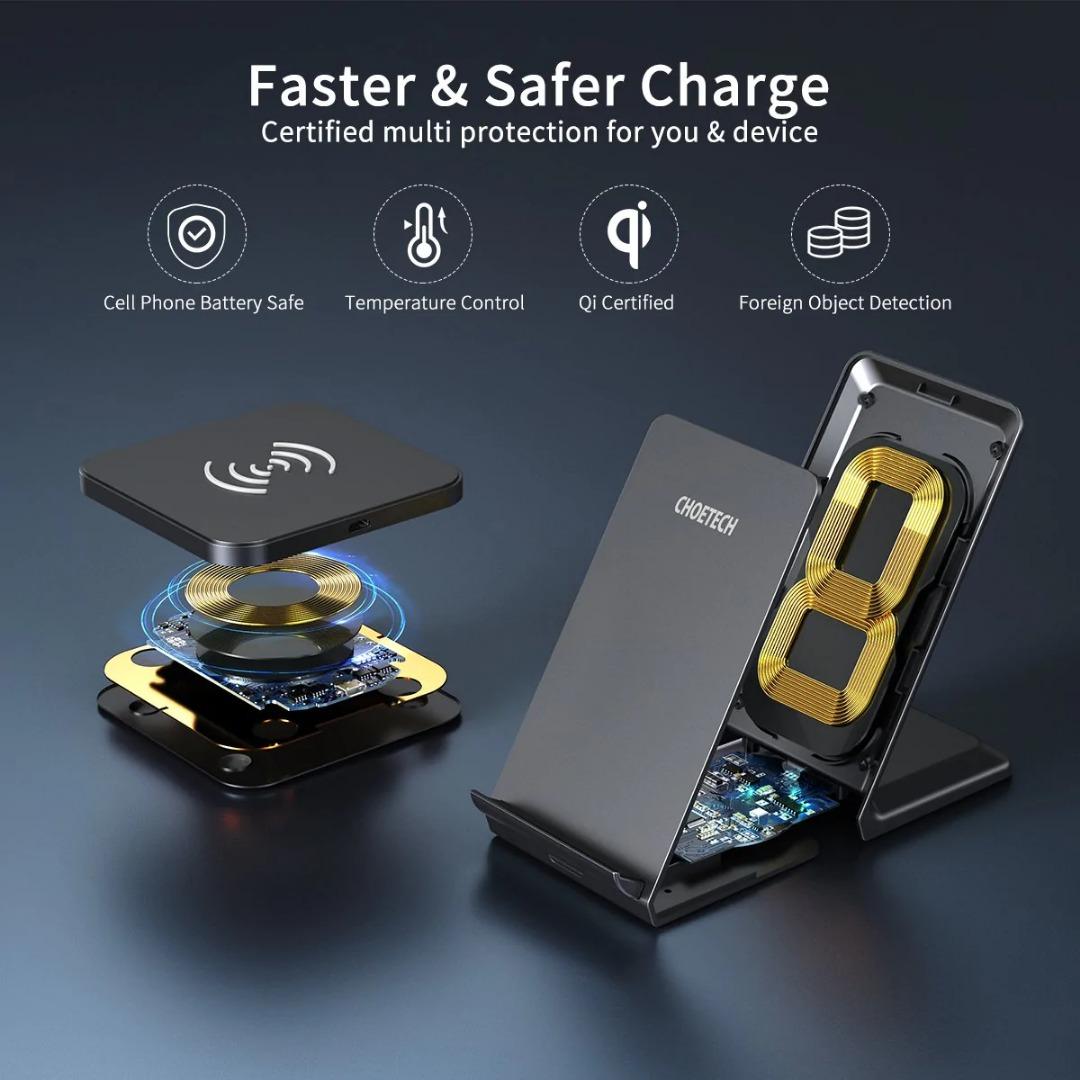 Fast Charge Wireless Charging Stand 10W Qi-Certified Wireless Charger 2 ...