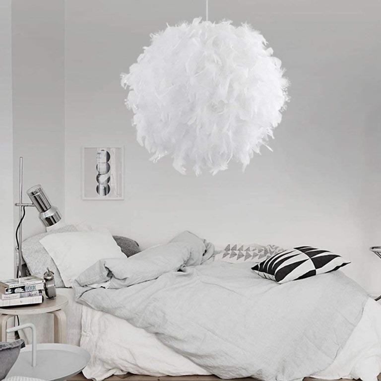 Feather Light Shade Ceiling White Feather Ceiling Pendant Light Shade ...