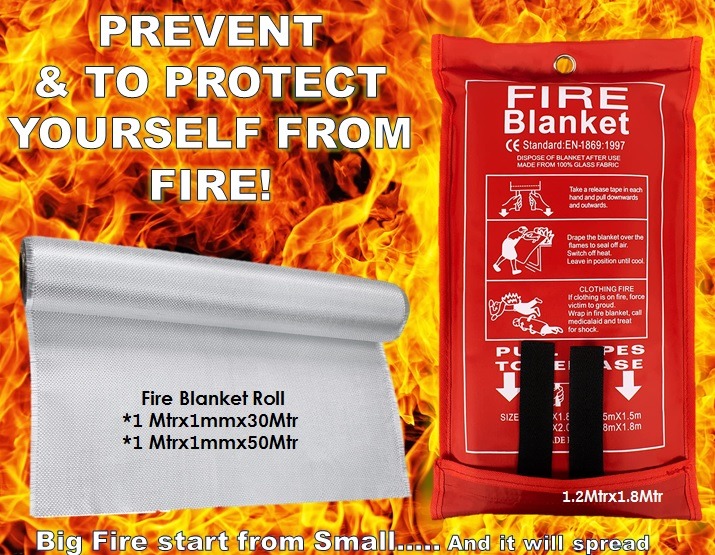 FIRE BLANKET 1.2MX1.8M / FIRE BLANKET ROLL, Furniture & Home Living ...