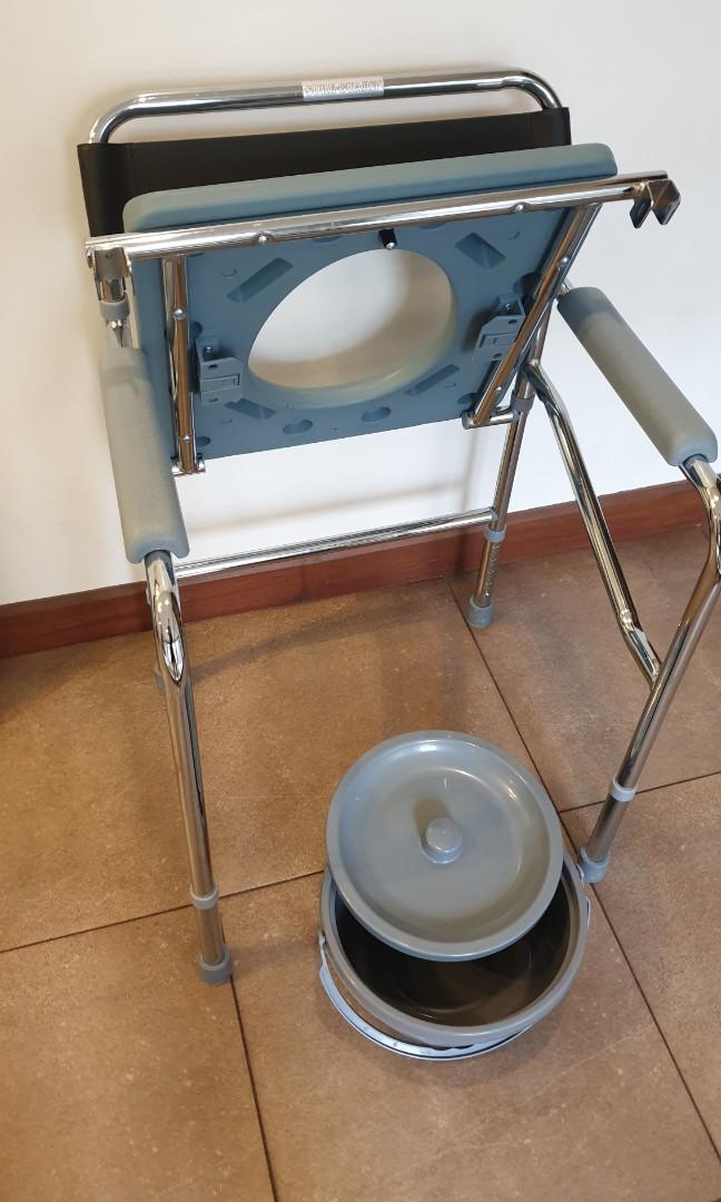 Foldable Commode Toilet Chair for Elderly PWD, Furniture & Home Living ...