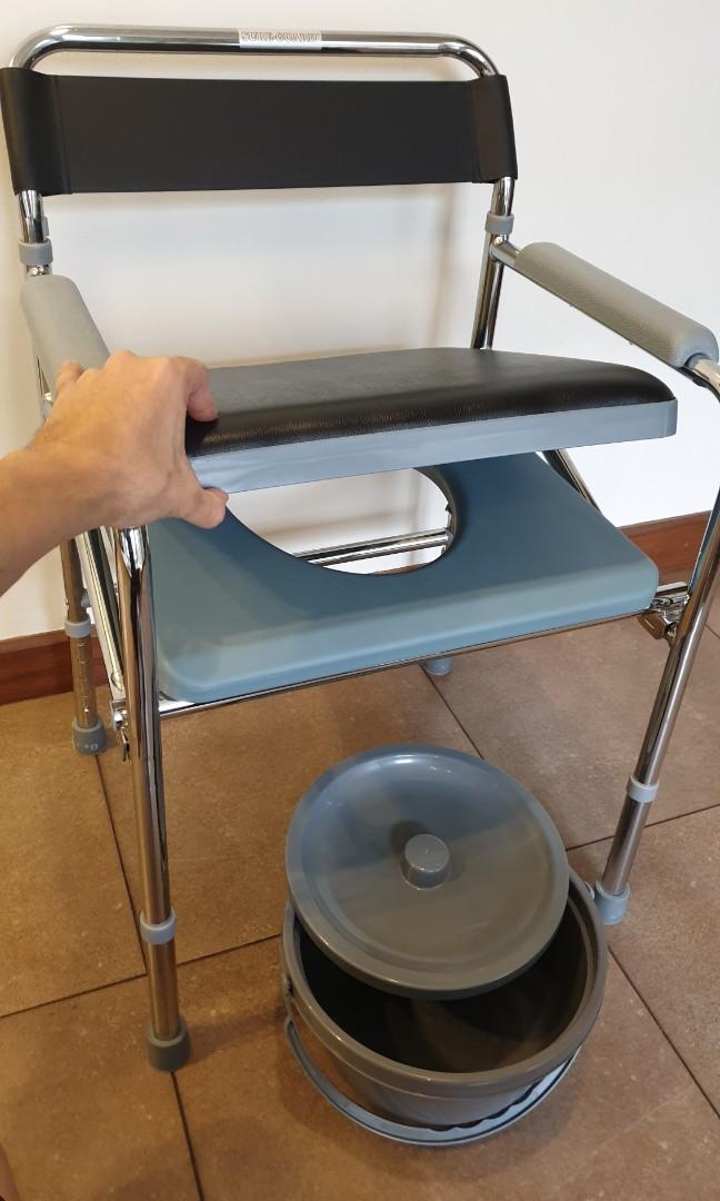 Foldable Commode Toilet Chair for Elderly PWD, Furniture & Home Living ...