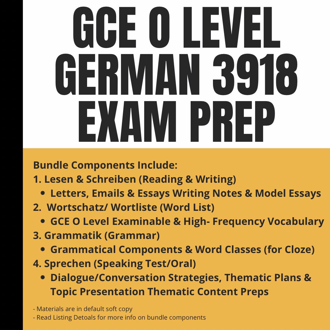 GCE O LEVEL GERMAN 3918 NOTES | ORAL TOPIC PRESENTATION & CONVERSATION ...