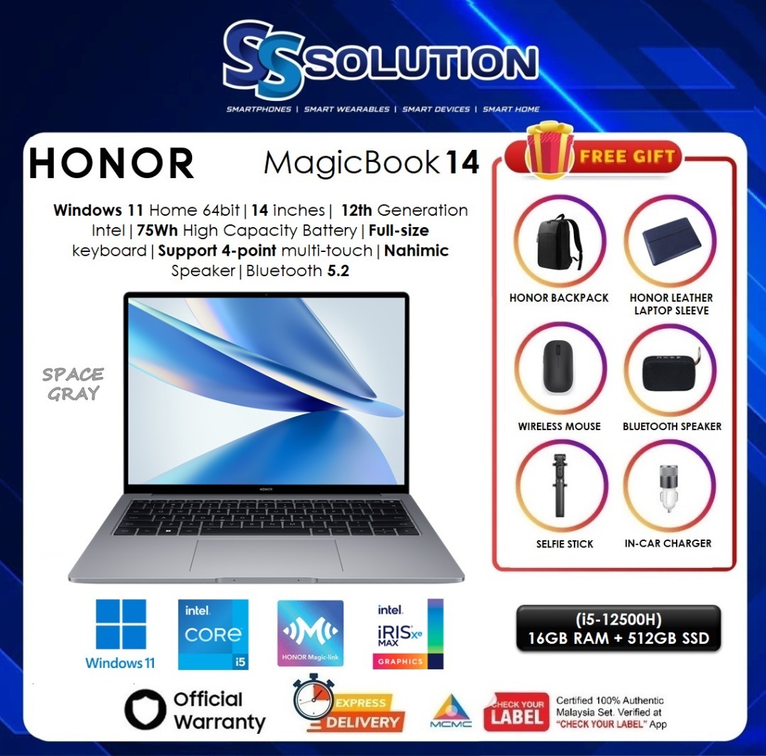 HONOR MagicBook 14 2022 (75Wh High Capacity Battery| 12th Generation ...
