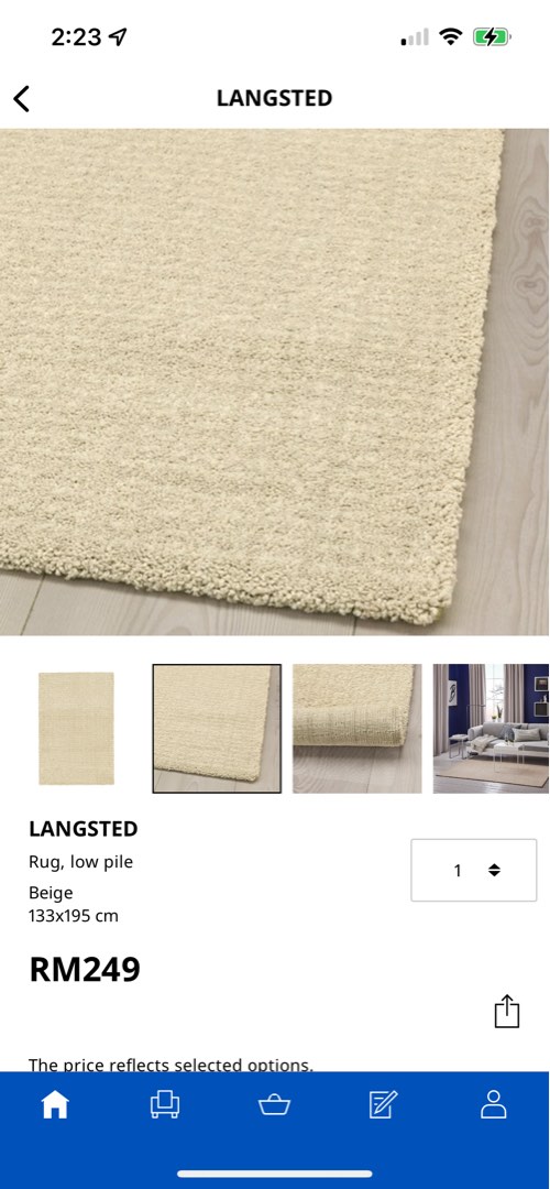 Ikea Langsted Carpet Rug, Furniture & Home Living, Home Decor, Carpets ...