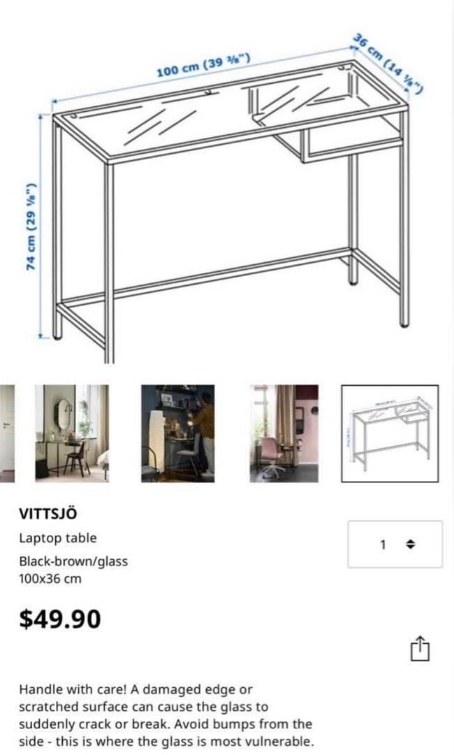 IKEA Vittsjo Laptop Table, Furniture & Home Living, Furniture, Tables ...