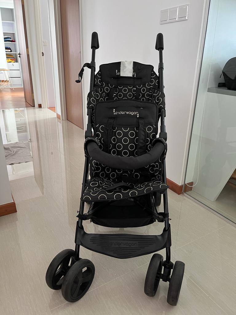 Kinderwagon - black double seat stroller, Babies & Kids, Going Out ...