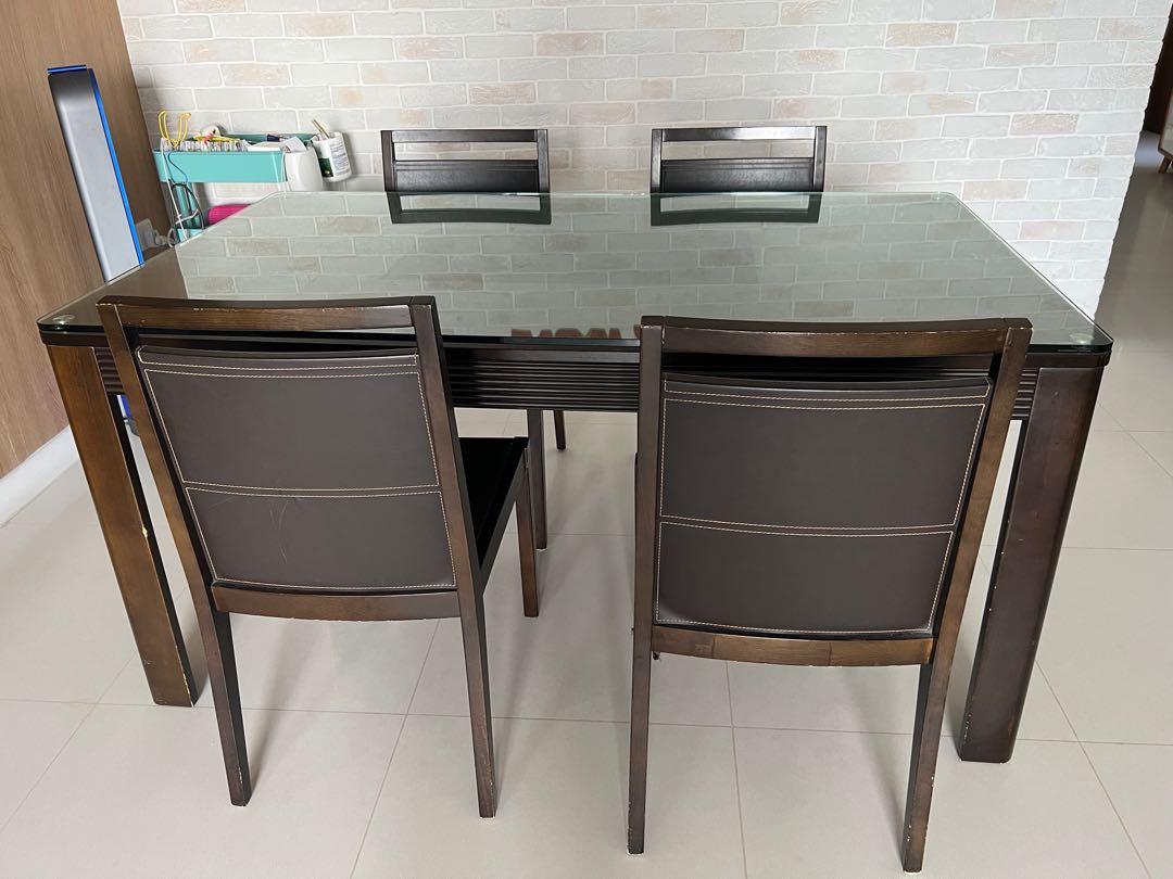 Lorenzo dining table set (4 chairs), Furniture & Home Living, Furniture ...