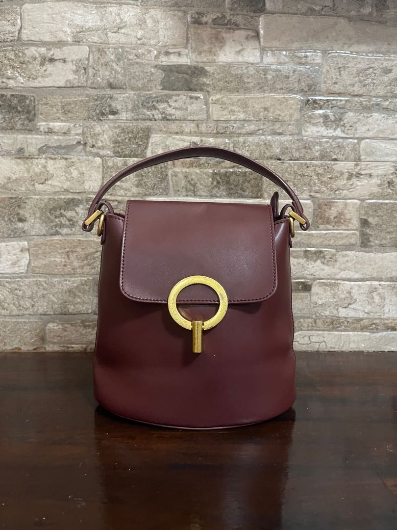 Maroon leather bag, Women's Fashion, Bags & Wallets, Purses & Pouches ...