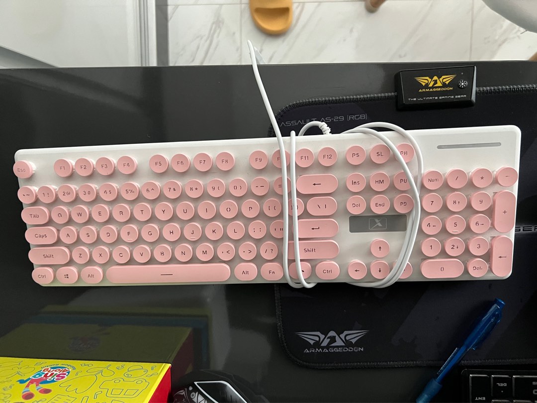 Mechanical Keyboard Pink Color with white backlights, Computers & Tech ...