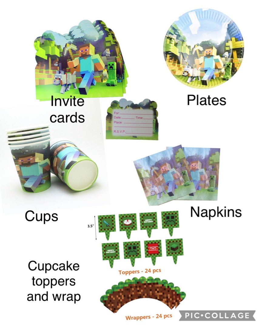 Minecraft Kids Party Supplies, Hobbies & Toys, Stationery & Craft ...