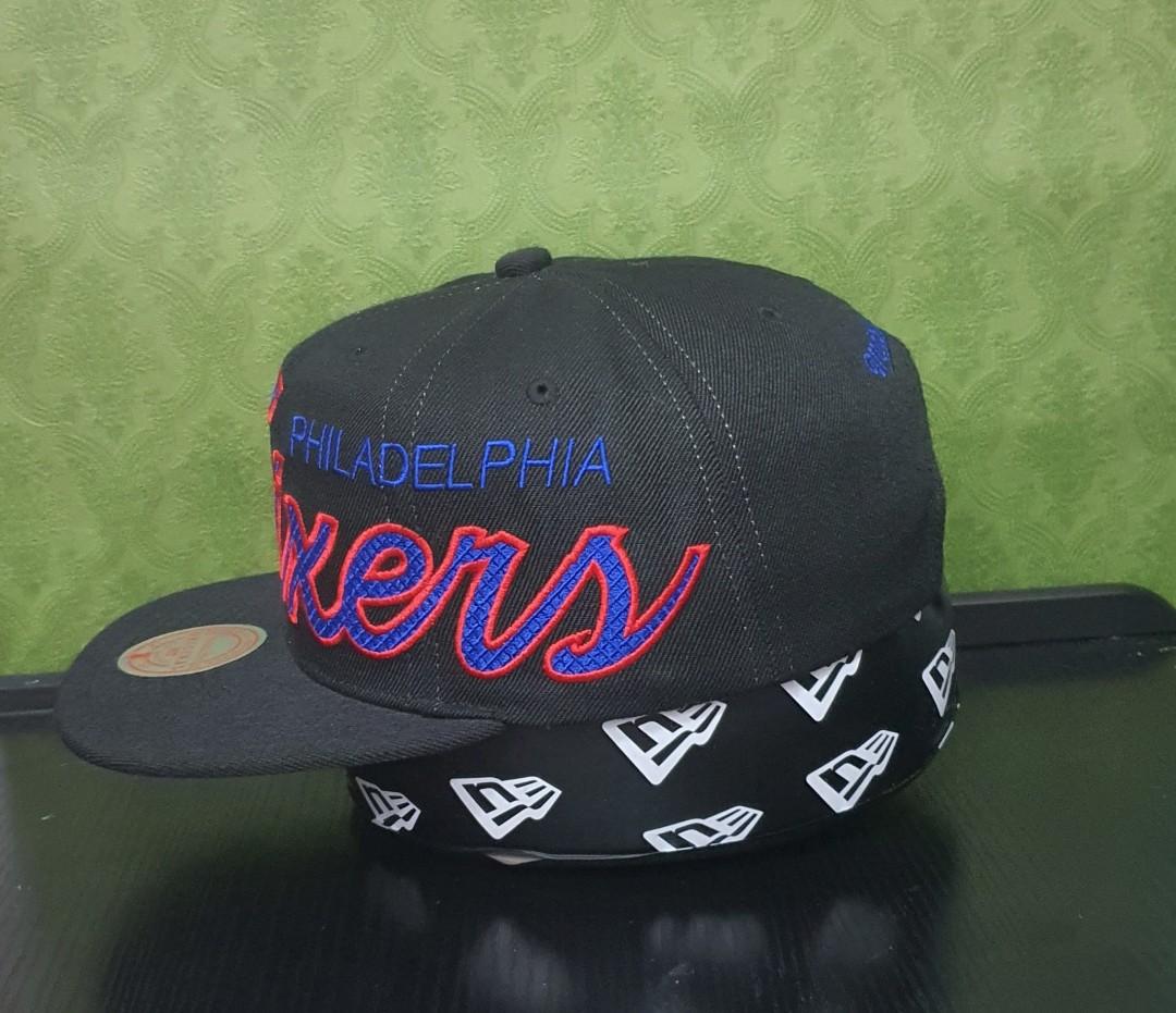 Mitchell and Ness Philadelphia 76ers Big Script DLine Snapback, Men's ...