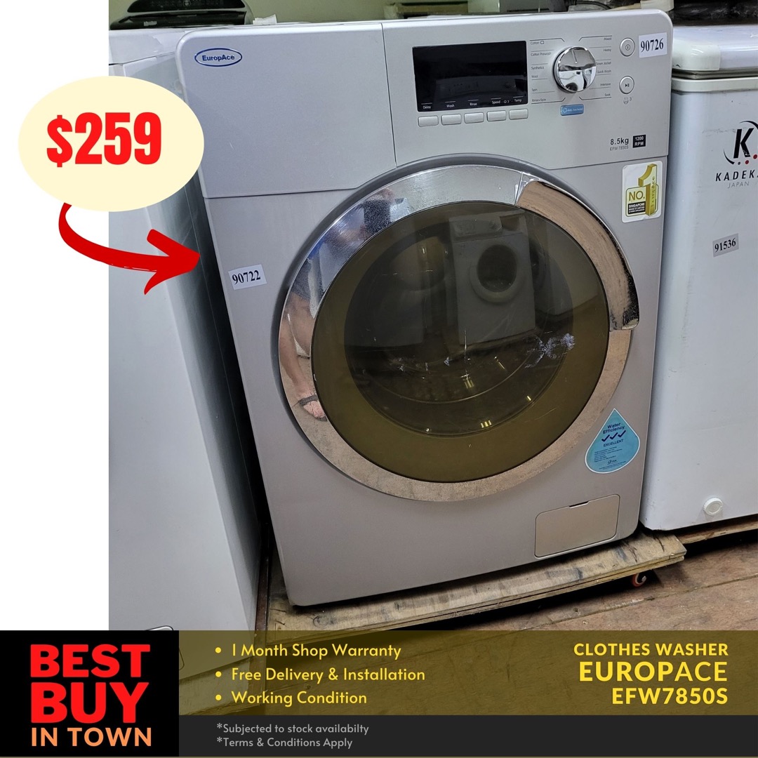 MUST BUY! EUROPACE 8.5KG German Designed Washing Machine 90722, TV ...