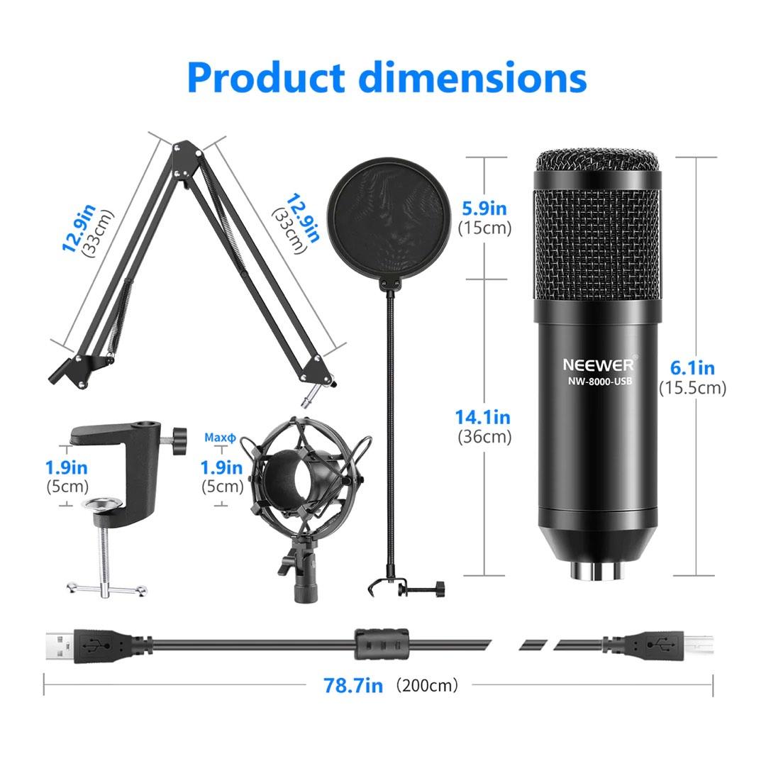 Neewer NW-8000 USB Plug n Play condensor mic set, Audio, Microphones on ...