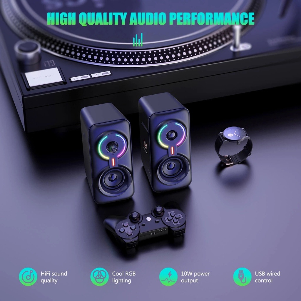 ONIKUMA L6 RGB Gaming Bluetooth Wireless Speakers for PC Desktop ...