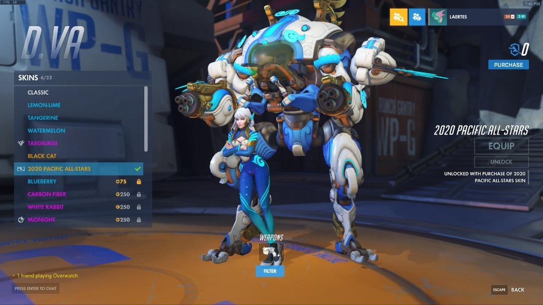 overwatch account 2019 atlantic all-stars mercy and 2020 pacific all ...