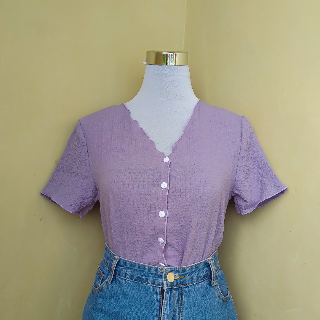 Pastel Violet Simple Blouse, Women's Fashion, Tops, Blouses on Carousell