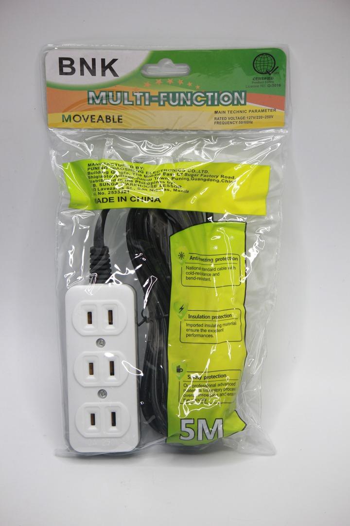 POWER SOCKET EXTENSION CORD, K-3313 3-GANG 10A 250V 5-meter, BNK MULTI-FUNCTION MOVEABLE, HEAVY ...