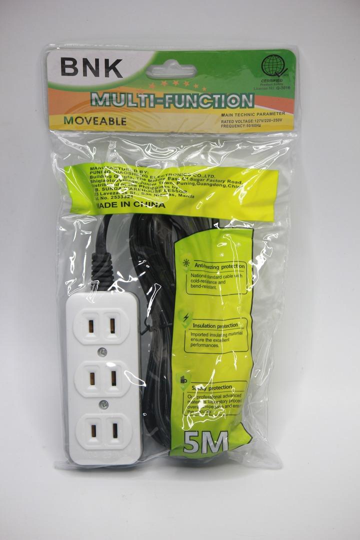 POWER SOCKET EXTENSION CORD, K-3313 3-GANG 10A 250V 5-meter, BNK MULTI-FUNCTION MOVEABLE, HEAVY ...