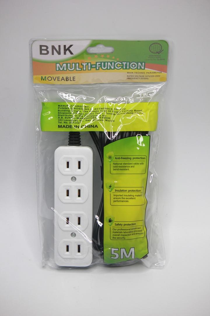 POWER SOCKET EXTENSION CORD, K-3314 4-GANG 10A 250V 5-meter, BNK MULTI-FUNCTION MOVEABLE, HEAVY ...