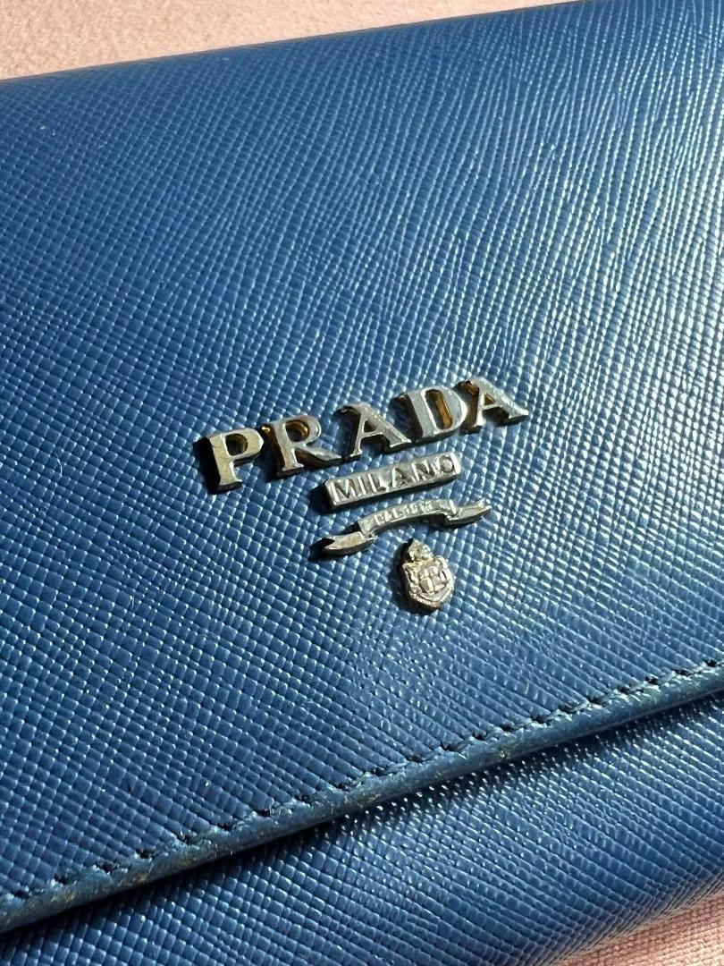 RUSH!!! PRADA BLUETTE SAFFIANO LEATHER CONTINENTAL WALLET, Luxury, Bags ...