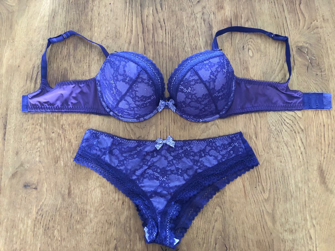 Purple Mix Matching Bra And Knickers Set Womens Fashion New