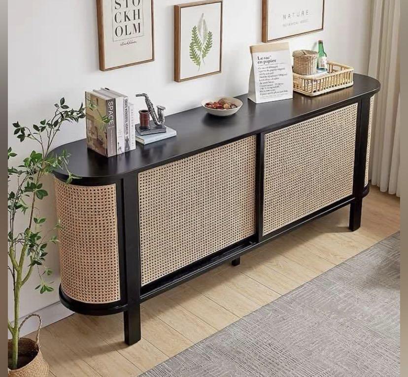 Rattan console with curved edges, Furniture & Home Living, Furniture ...