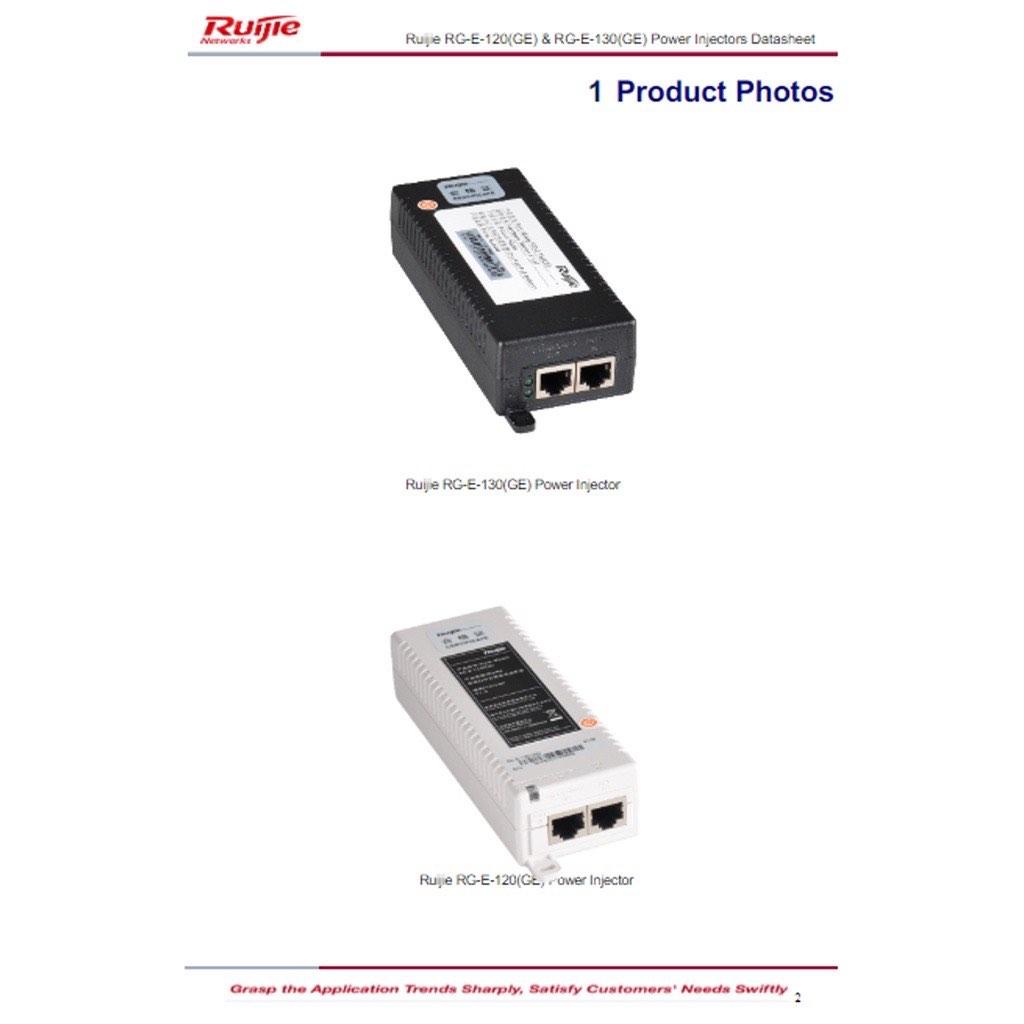Ruijie RG-E-120(GE) Power PoE Injector RJ45 Ports for CCTV Camera, IP ...