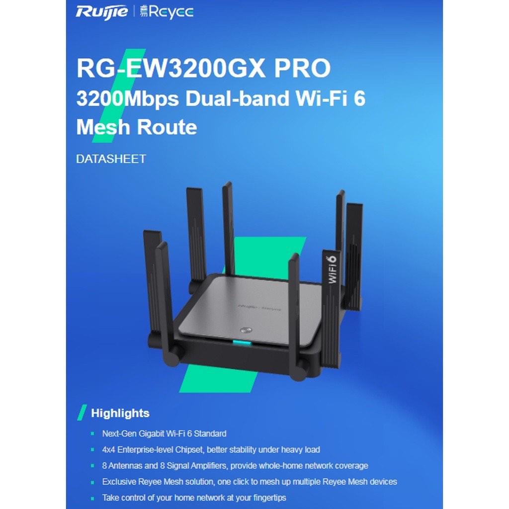 Ruijie Wifi 6 Router RG-EW3200GX PRO 3200M Wi-Fi 6 Dual-band Gigabit ...