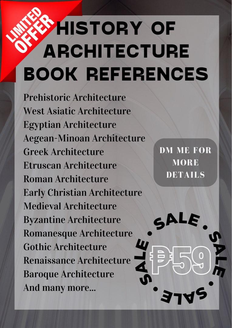 !!SALE!! HISTORY OF ARCHITECTURE BOOK REFERENCES, Announcements on ...
