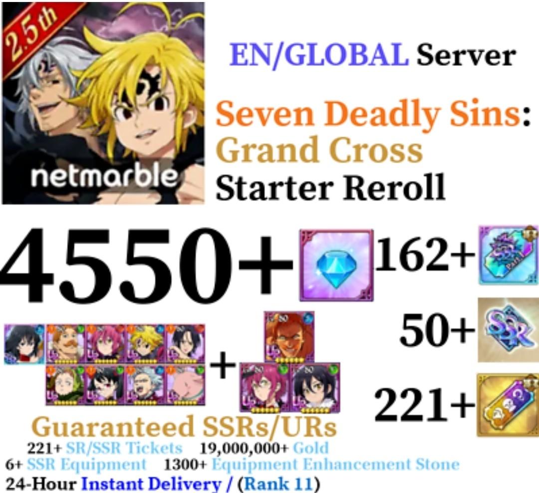 Seven deadly Sins: Grand Cross Starter Reroll Account, Video Gaming ...