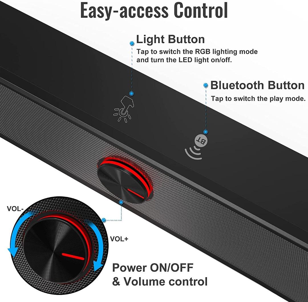 SPKPAL PC Soundbar Speakers for Computer,2.0 USB Powered Sound Bar ...