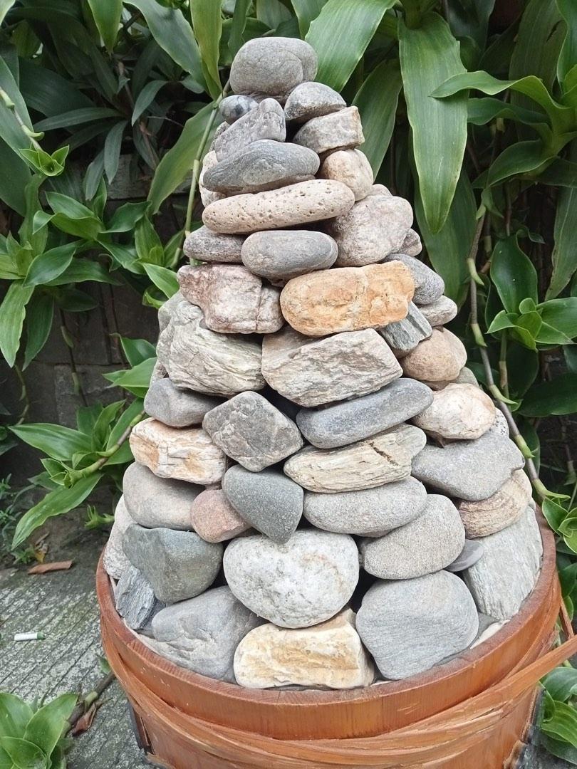 Stacked Stones on Pot, Furniture & Home Living, Gardening, Gardening ...