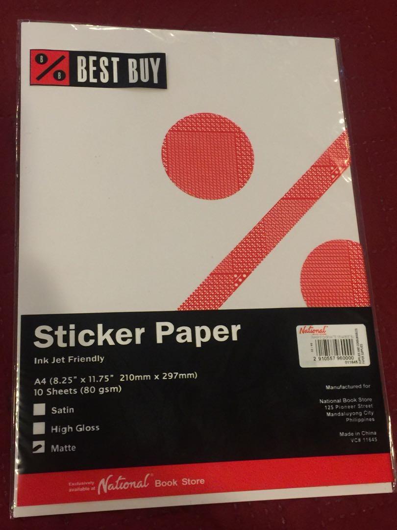 Sticker paper matte (2 packs of 10 sheets), Hobbies & Toys, Stationary ...